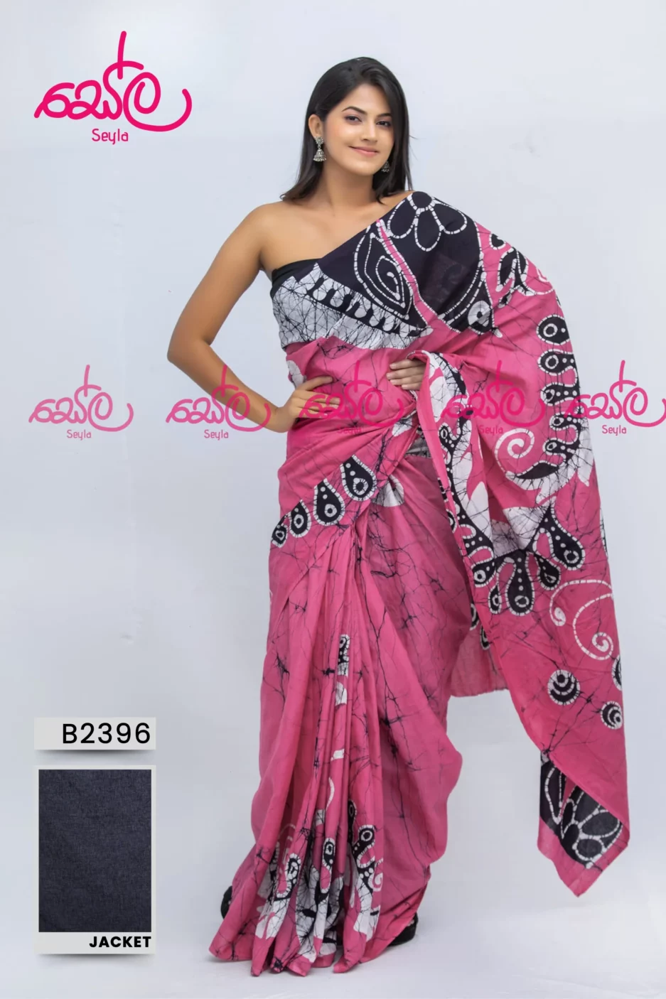Pink and Dark purple mixed with white Colored batik Saree B2396 – Seyla