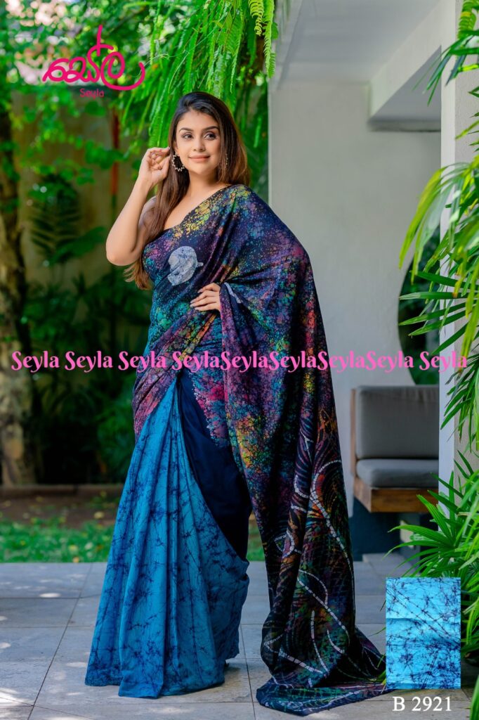 Blue and Peacock design batik Saree B2921 – Seyla
