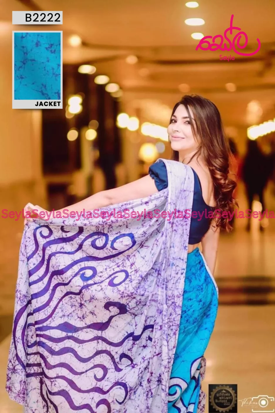 White and Blue Colored Batik Saree B2222 – Seyla